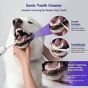 Roilpet Dog Teeth Cleaning Kit, Dog Plaque and Tartar Remover with Dog Finger Toothbrush, Rechargeable Sonic Electric Dog Tooth Scraper & Brushing Kit for Dog, Pet