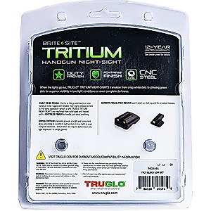 TruGlo Tritium Pro Glow in the Dark Compact Gun Hunting Glock Pistol Sight with Maximum Bright Sights for Glock Sidearm 17, 19, 22, 23, 24, 26, and 27