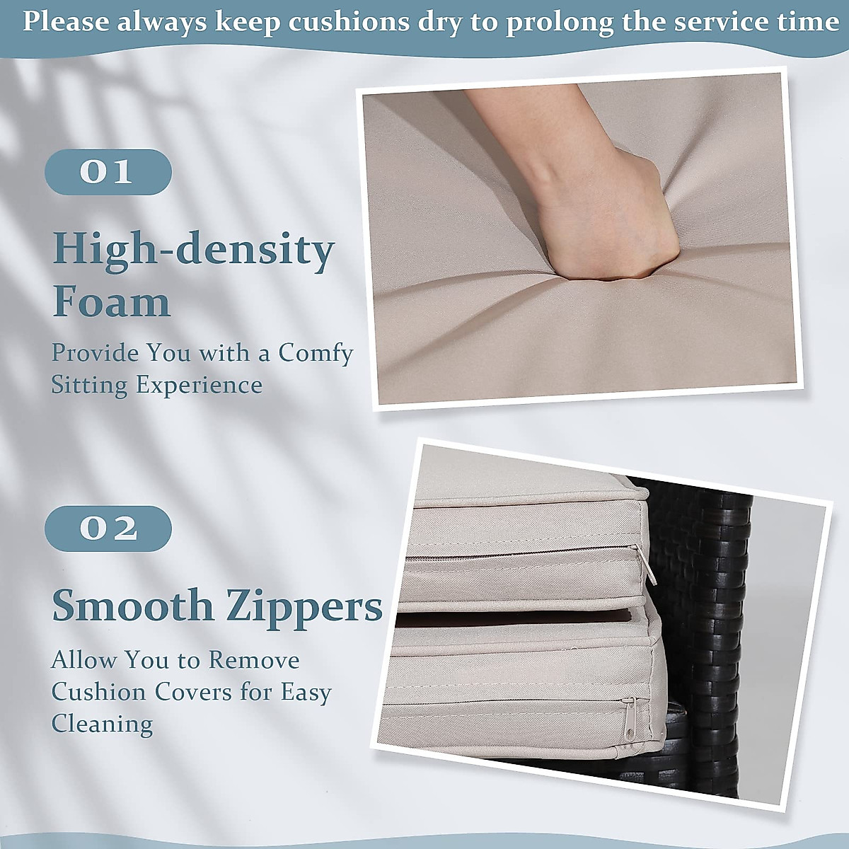 Tangkula 4 Pieces Patio Furniture Set, Patiojoy Outdoor PE Wicker Conversation Set with Soft Cushions and Tempered Glass Tabletop, Outdoor Garden Furniture Set with 2-Tier Coffee Table (Brown)