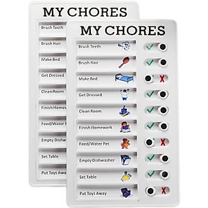 MEMORY FISH 2 Pieces Chore Chart for Multiple Kids,Daily Chore Schedule for 2 Kids，Memo Checklist Plan Board Detachable Plastic for Home Reusable Chore List (to Do List for Kids) 4.7x7.9 Inch