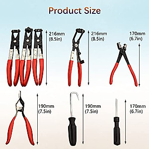 Hose Clamp Pliers Set, 9pcs Wire Long Reach Hose Clamp Pliers Set for Automotive Coolant Radiator Heater and Water Hose with Band Flat or Large Clamps, Clamp Removal Tool by BOOTOP PIN