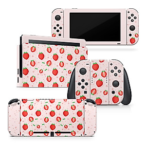 Tacky Design Strawberry Skin Compatible with Nintendo Switch Skin Wrap Cover, Kawaii Skin for Nintendo Switch Stickers, Premium Vinyl 3M Full Wrap Decal, Compatible with Joy-Con, Console, Dock.