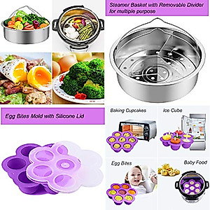 Accessories for Instant Pot, Sugaroom 100 PCS Pressure Cooker Accessories Set Compatible with Instant Pot Accessories 6 qt 8 quart-2 Steamer Baskets, Springform Pan, Egg Rack, Egg Bites Mold and More