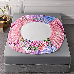 AILONEN Beautiful Butterfly Fitted Sheet Full Size, Sparkling Blue Pink Butterfly with Floral Bedding Set for Girls Women,Starry Theme Bed Sheet Set,3 Pieces,1 Fitted Sheet and 2 Pillowcases