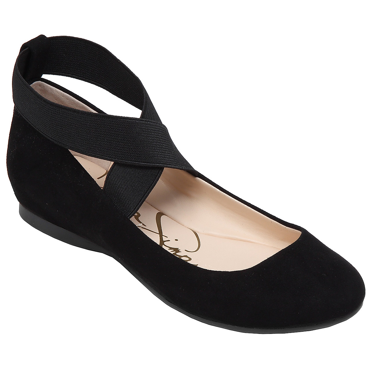 Jessica Simpson Women's Mandayss Ballet Flat, Black Micro Suede, 9
