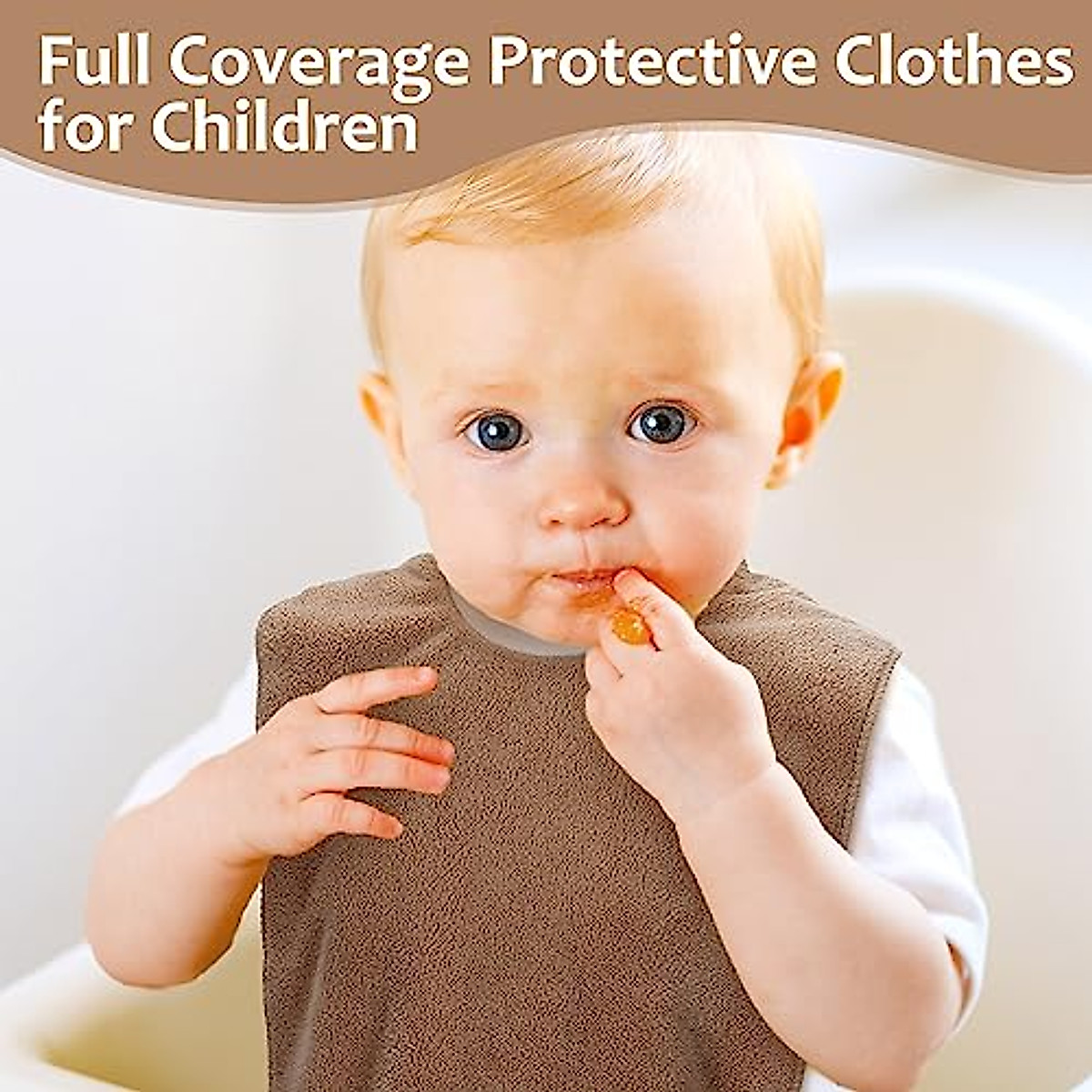 4 Pcs Full Coverage Baby Bib Absorbent Cotton Terry Towel Bib Terry Toddler Bibs with Ribbed Neck and Snap Button Baby Feeding Bibs for Boys Girls