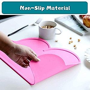Silikong Non-Slip Silicone Placemats for Kids - BPA Free, Dishwasher Safe, Easy to Clean. 2 Pack (Pink/Gray)
