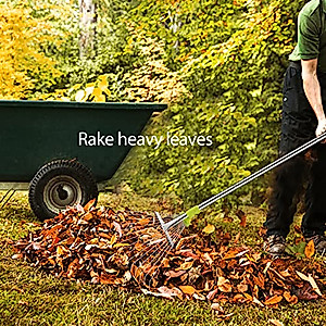 Adjustable Garden Leaf Rake 4.5ft, Collapsible Metal Yard Rake for Leaves with Expandable Head 7-16", Collect Loose Debris for Lawns Camping Shrubs and Rose Bushes Heavy Duty