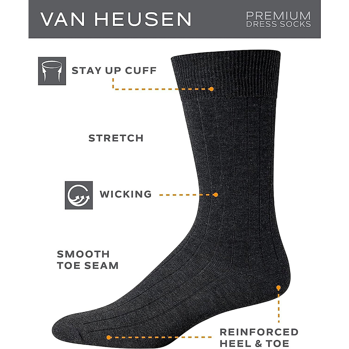 Van Heusen Men's Dress Socks - Lightweight Mid-Calf Crew Dress Socks (7 Packs), Size 6-12.5, Assorted