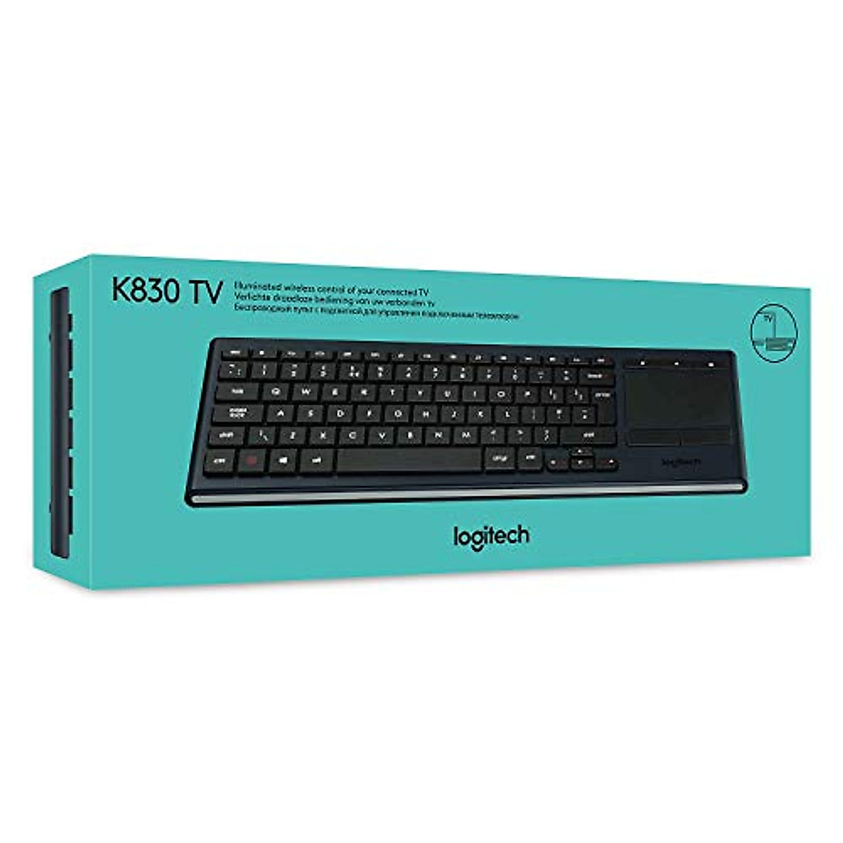 Logitech K830 Illuminated Living-Room Keyboard with Built-in Touchpad – Easy-access Media Keys and Shortcut Keys for Windows or Android
