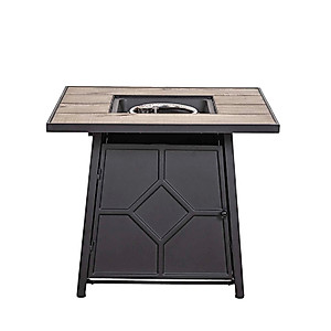 Stainless Steel Propane Fire Pit Table, 40000BTU Gas Fire Table with Weather Cover, Square Firepit Table with Steel lid for Patio Outdoor Deck Backyard, Black
