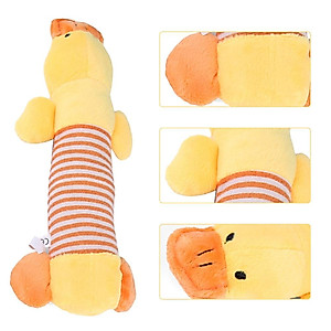FILFEEL Dog Squeaky Toys, Pet Chew Toy Plush Skin Stuffless and Sound Fun Animal Shape Types Tug & Interactive for Gift(Yellow Duck)