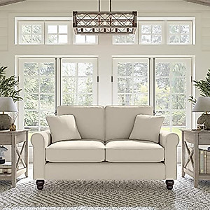 Bush Furniture Hudson 61-inch Stain-Resistant Contemporary Two Person Chair, Long Lasting Comfort Couch, Easy to Assemble Pet-Friendly Living Room Sofa to Lounge, 61W, Cream Herringbone