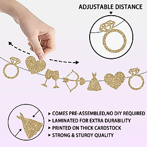 NO-DIY Love Laughter & Happily Ever After Banner, Gold Glitter Wedding Shower Decorations includes Bridal Shower Banner and Bridal Shower Decorations Garland for Bridal Wedding Decorations