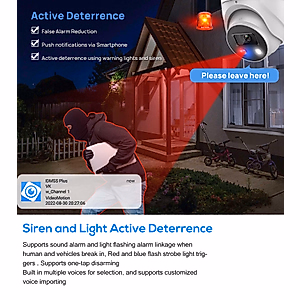 VIKYLIN 8MP IP POE AI Camera, Active Deterrence, 4K @30fps 98ft Night Color Vision F1.0,Vehicle & Human Detection, 2-Way Audio,SD(256GB),IP67 Security Wizsense Outdoor Turret Camera(GK3849)