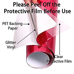 AHIJOY Holographic Sparkle Vinyl Rose Adhesive Vinyl Roll 12"x 5FT Shimmer Vinyl for Cup Mug Stickers DIY Projects Holiday and Party Decor