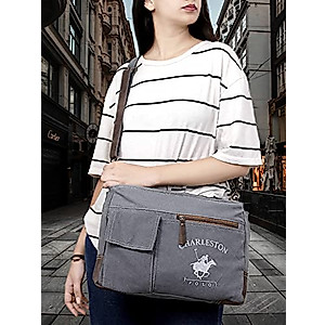 CLA Upcycle Canvas Shoulder Bag, Upcycle Canvas Crossbody Bag, Cowhide Leather Crossbody Bag, Canvas Tote Bag for Women