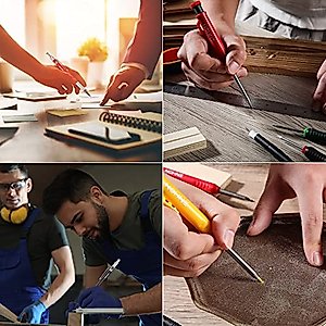 Enhon Mechanical Carpenter Pencils Kit with 40 Refills, 4 PCS Colorful Deep Hole Woodworking Pencils with Built-in Sharpener, Carpentry Marking Scribe Tools for Architect Construction