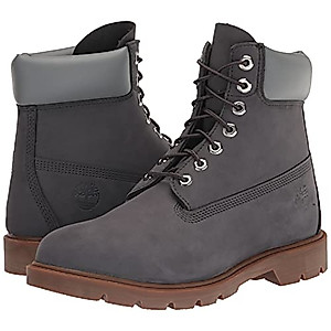 Timberland Men's 6 Inch Basic Waterproof Boots with Padded Collar, Dark Grey Nubuck, 10