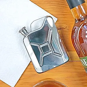 Fairly Odd Novelties Gas Can Flask, 4oz Funny Retro Novelty Drink Holder Gag Gift, 4 oz, Silver