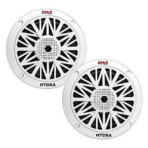 Pyle Hydra Marine Amplifier Upgraded Elite Series 400 Watt 4 Channel Audio Amplifier & 6.5 Inch Dual Marine Speakers - 2 Way Waterproof and Weather Resistant Outdoor Audio Stereo Sound System