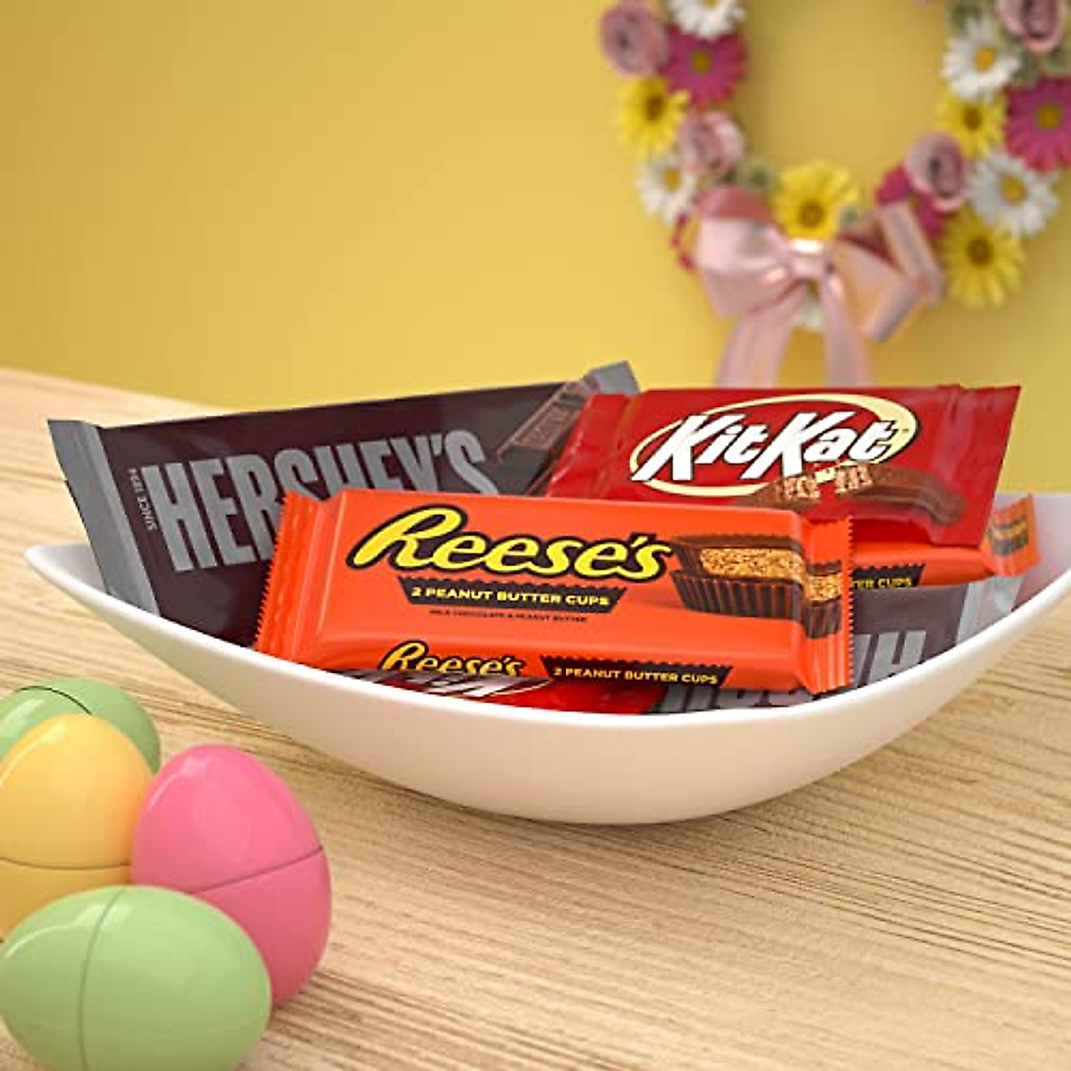 REESE'S, HERSHEY'S and KIT KAT Milk Chocolate Assortment Full Size, Easter Candy Bars Variety Pack, 27.3 oz (18 Count)