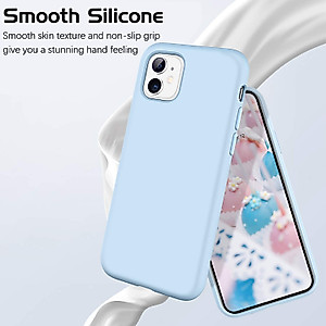 DOMAVER iPhone 11 Case Silicone iPhone 11 Phone Cases Women Men Gel Rubber Microfiber Lining Cushion Texture Cover Shockproof Protective, Light Blue
