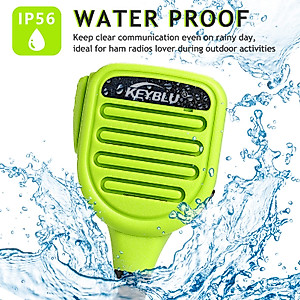 KEYBLU Waterproof Shoulder Speaker Mic 2 Pin Two Way Radio Microphone with 3.5mm Audio Jack Compatible with BaoFeng GT-5R / UV-5R, BTECH, Kenwood, Retevis Radios walkie Talkie (for Kenwood, Green)