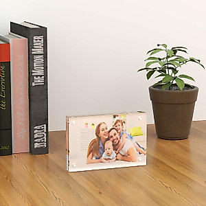 AITEE 4x6 Acrylic Picture Frames 3 Pack, 20% Thicker Block, Clear Picture Frames Freestanding Double Sided Magnetic Acrylic Lucite Frameless Transparent Square Frame Gift for Desktop Display