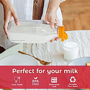 Dwbligt 32 oz Empty Glass Milk Bottles with Silicone Dispenser Cap, Glass Water Bottles with Leak Proof Lid and Scale Mark, Reusable Glass Jars for Juice, Milk, Iced Tea, Set of 3