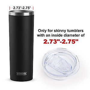 koodee Skinny Tumbler Lid-2 Pack Sealing Slider Replacement Lids Spill Proof Splash Resistant Covers Fits 2.73-2.75in Skinny Tumbler