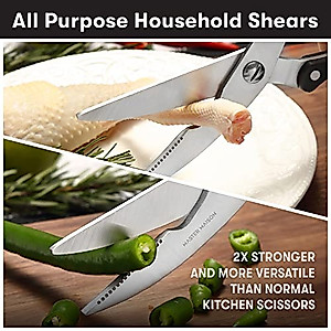 19-Piece Kitchen Knife Set With Wooden Knife Block - German Stainless Steel Knife Set for Kitchen with Block, Paring, Chefs, Santoku, Carving, Utility & 8 Steak Knives - Knife Sharpener & Shears