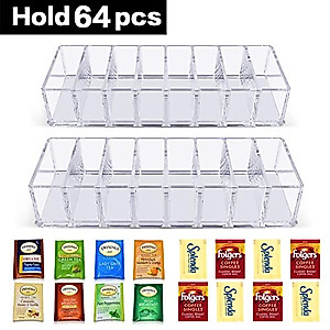 Tea Bag Storage Organizer, Kitchen Pantry, Cabinet, Countertop Food Drawer Holder Bin Caddy - For Coffee| Sugar Packet| Beverage Bags| Sweeter| ketchup| Spice Pouches| Dressing Mixes. 2 Pack(Box Only)