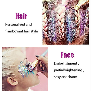 Yeweian St Patricks Day Green Body Glitters, Green Face Glitter Gel Mermaid Sequins Holographic Chunky Glitter, Lip Eye Hair Body Glitter Makeup, Green Liquid Eyeshadow Festival Rave Accessories,50g