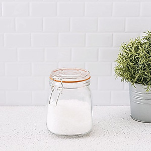 Mason Jar With Lid (Clear), By Home Basics | Single Mason Jar For Pickles, Sauces, Jelly, Condiments, and Snacks | Holds Four Cup, Medium