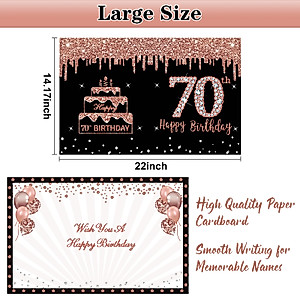 Kuxriox Large 70th Birthday Card With Envelope, Extra Big Guest Book Rose Gold 70th Birthday Greeting Card Women, Giant 70th Bday Card Gifts Party Supplies, Jumbo Seventy Bday Card(14 x 22 IN)