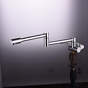 Showerhead Copper Wall Mounted Kitchen Faucet Single Cold Single Hole Sink Rotary Tap Bath Fixtures (Type : Brush Nickel) (Chrome)