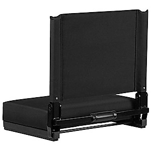 Flash Furniture Grandstand Comfort Seats by Flash - Black Stadium Chair - 2 Pack 500 lb. Rated Folding Chair - Carry Handle - Ultra-Padded Seat