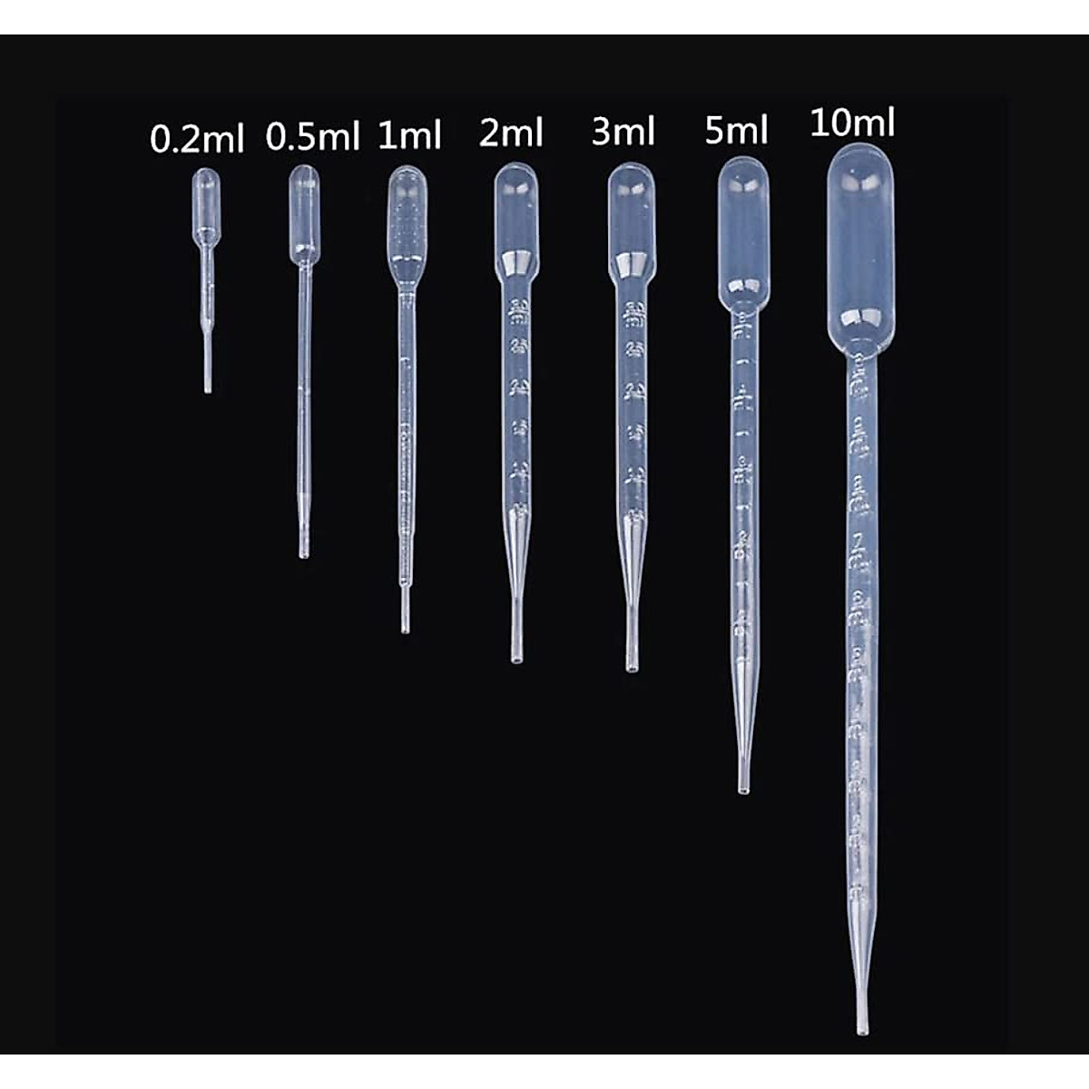 BIPEE 10ml Plastic Pipette Graduated Transparent Dropper for Laboratory Experiment 30cm Length 10pcs