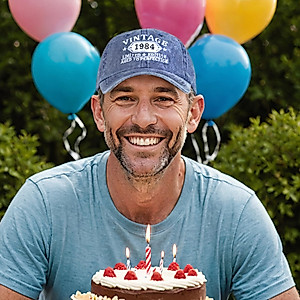 40th Birthday Gifts Women Men Vintage 1984 Embroidered Baseball Cap Gift Ideas Hat (Blue)