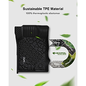 3W Floor Mats & Cargo Liner Fit for 2021-2024 Ford Bronco 4 Door, TPE All Weather Custom Fit Floor Liner 1st 2nd Row and Trunk Mat Full Set Car Mats, Black (Not for Bronco Sport & Rubberized Floor)