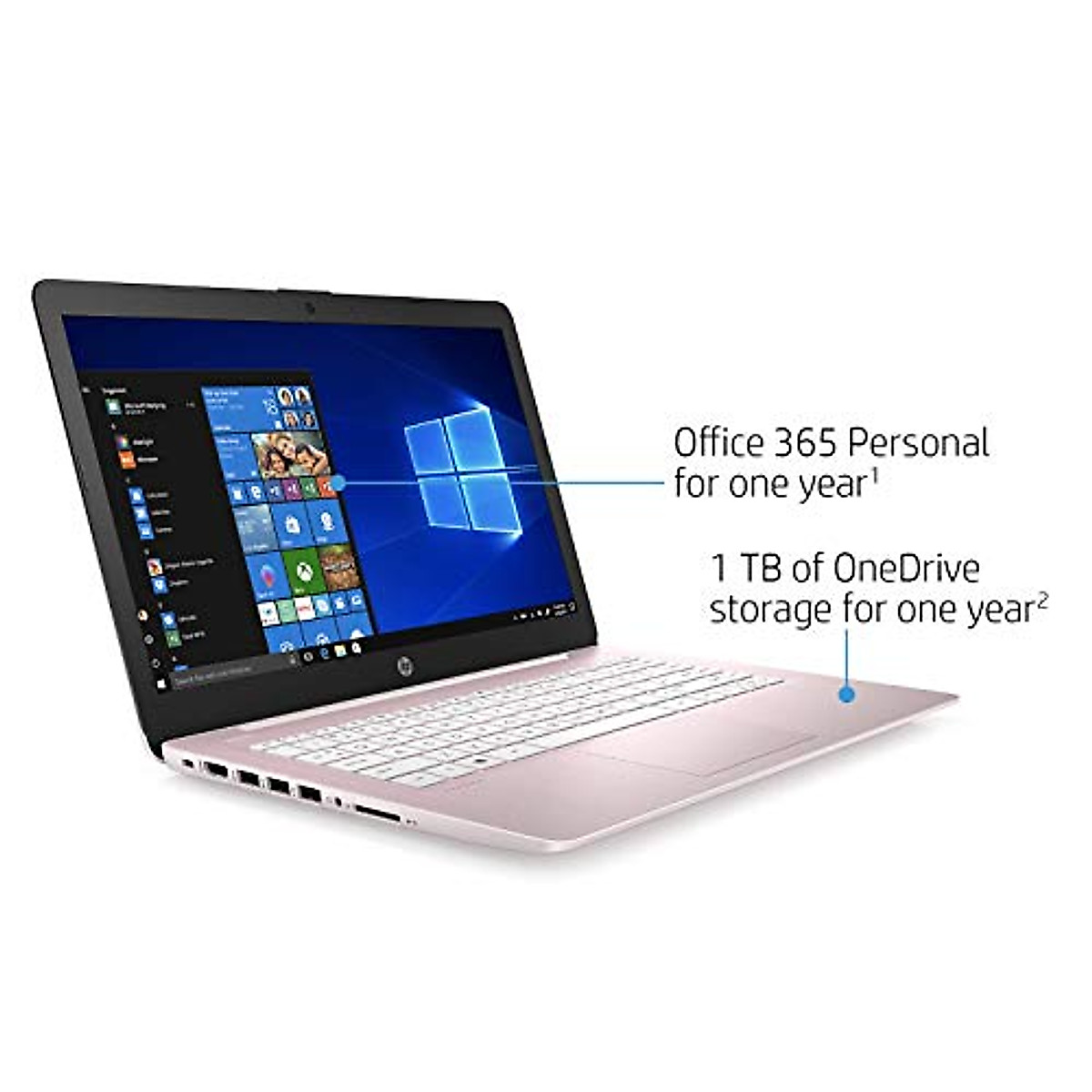 2021 Newest HP 14 inch Thin Light HD Laptop Computer, Intel Celeron N4000 up to 2.6 GHz, 4GB DDR4, 64GB eMMC, WiFi , Webcam, 1-Year Office 365, Up 11 Hours, Windows 10 S, Pink + MarxsolCables