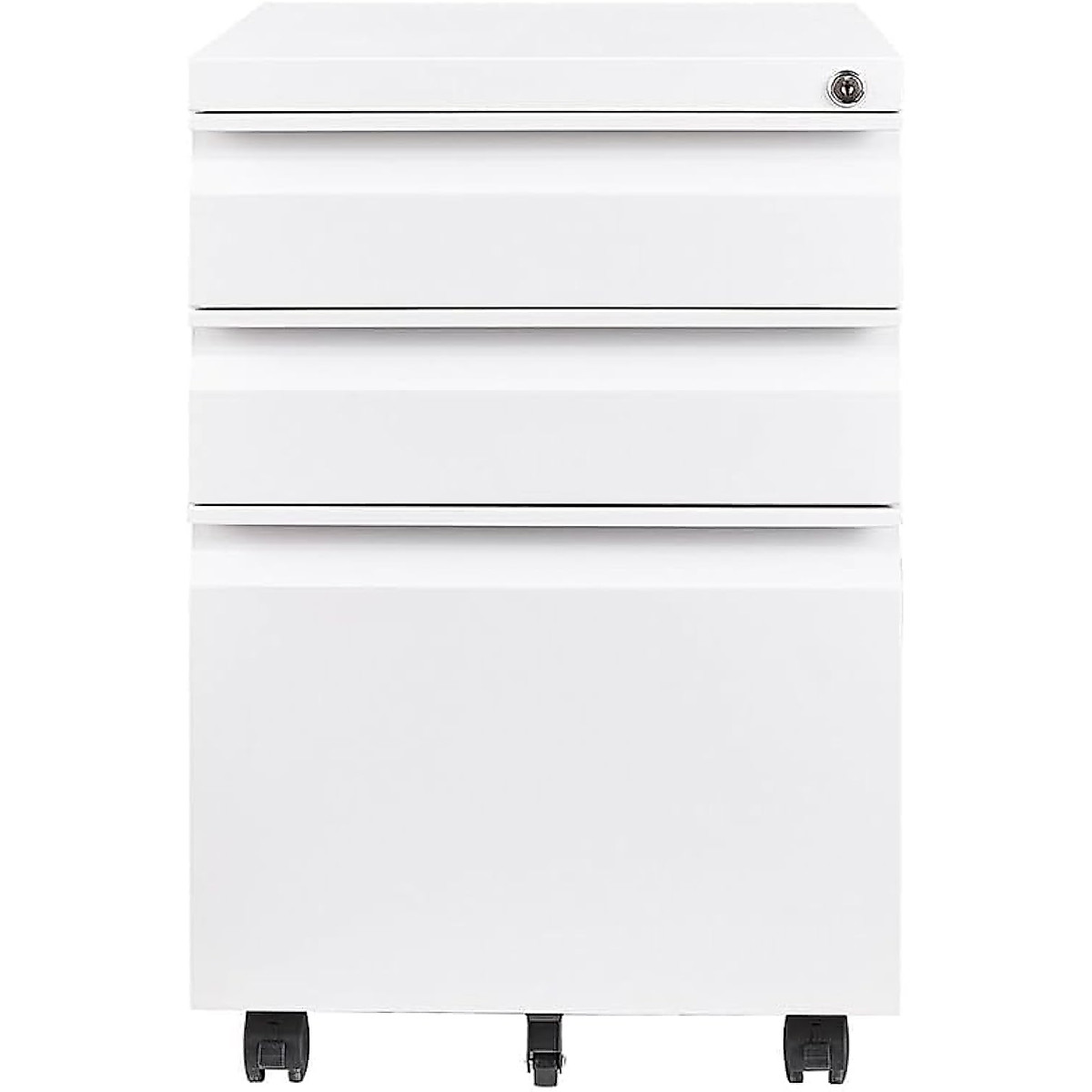 Panana 3 Drawers Filing Cabinets, Mobile File Metal Cabinet Under Desk Drawers on Casters Rolling Office Cabinet for Home Office Furniture, Fully Assembled (White)