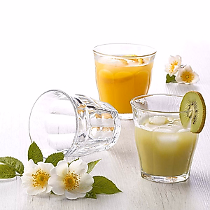 Duralex Picardie Drinking Glasses Set of 6 - Tempered Glass Tumblers with Microfiber Polishing Cloth Classic Design, Easy to Hold Duralex Glasses for Kitchen, Dining Table (7.5 Oz.)