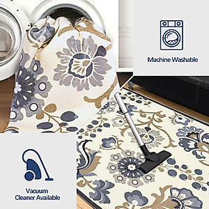 HEBE Floral Area Rug 5'x7’ Large Living Room Rug Boho Rugs for Bedroom Non Slip Washable Dining Room Mat Soft Throw Rug Indoor Floor Carpet for Nursery Kids Room Entryway