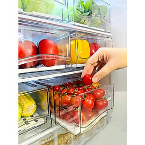 Femoliyes Refrigerator Organizers and Storage Drawer, Stackable Fruit Storage Containers for Fridge, Reusable Fridge Organizer fit for Kitchen Refrigerator and Restaurant Freezer (2 Drawers, Large)