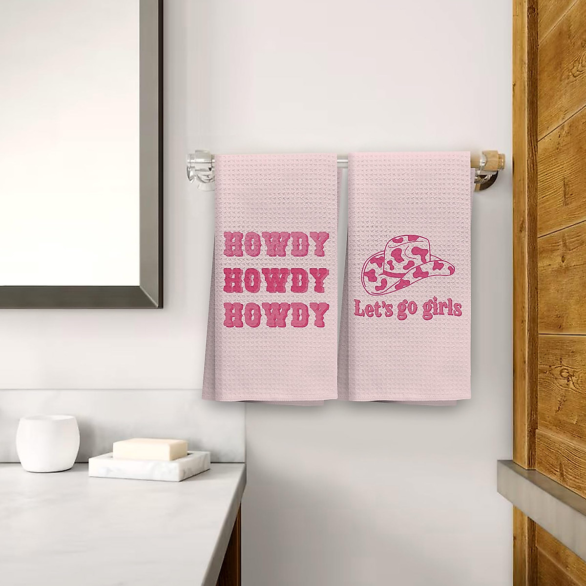 OHSUL Preppy Bathroom Decor, Kitchen Towels Pink, Pink Kitchen Towels Hand Dish Towels, Hot Pink Bathroom Accessories Pink Bathroom Decor, Pink Kitchen Decor, Pink Cowgirl Decor
