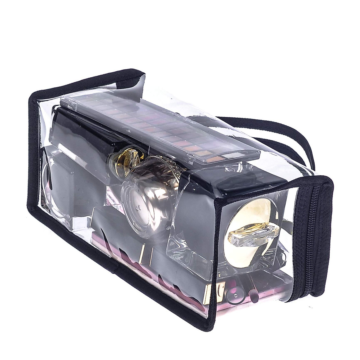 Jula Vance Small Rectangular Clear PVC Makeup Bag Make Up Artist Tool Organizer Pouch Bag Transparent Vinyl Cosmetic Bag Actor Bag with Handle