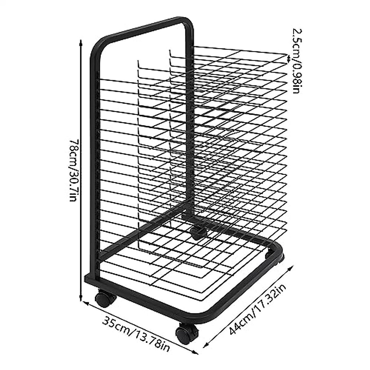 LUOSHALIYA 20 Layers Wire Art Drying Rack, Stackable Metal Stainless Steel Art Rack Power Coated with Pulleys, Flexible Shelves Mobile Cart for Painting Craft Artwork Canvas Storage