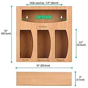 aanch Bamboo Ziplock Bag Organizer for Kitchen Drawer, Easy to use Baggie Storage Organizer, Compatible with Gallon, Quart, Sandwich and Snack
